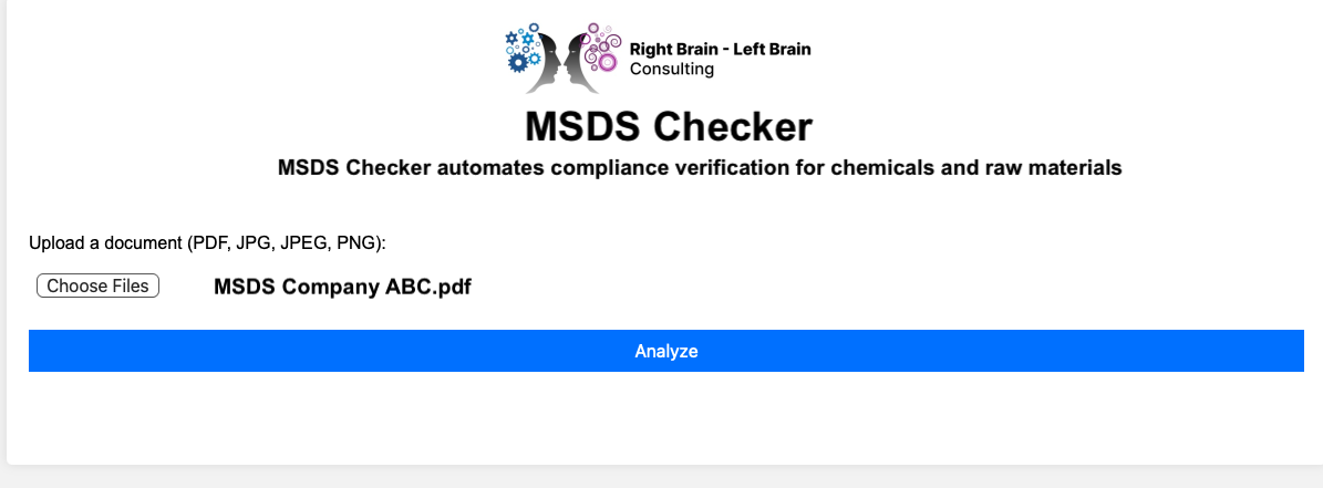 MSDS Checker – Right Brain – Left Brain Consulting